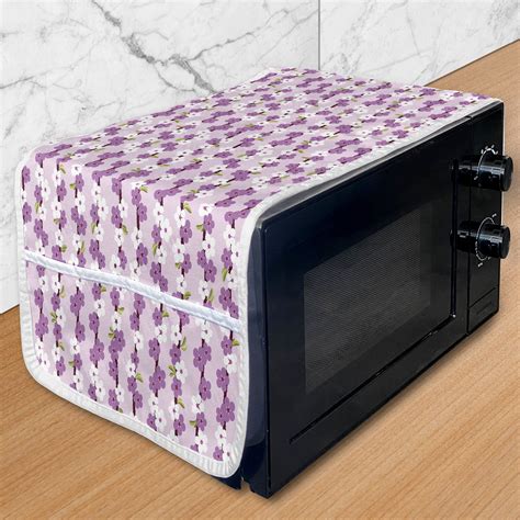 Japanese Microwave Oven Cover Horizontal Branches With Cherry Blossoms Flourishing Sakura Tree