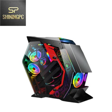 Popular Design ATX M ATX Special Shaped Gaming Glass PC Case Gamer Large Chassis Shiningpc