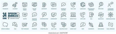 Speech Bubbles Thin Line Icons Set Stock Vector Royalty Free 2323741789 Shutterstock