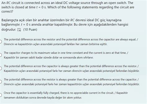 Solved An RC Circuit Is Connected Across An Ideal DC Voltage Chegg