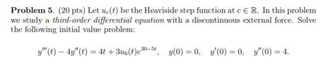 Solved Problem 5 20 Pts Let Uc T Be The Heaviside Step