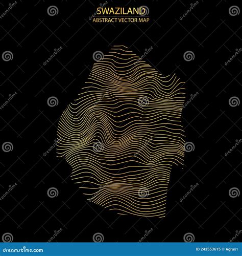 Abstract Map Of Swaziland Vector Illustartion Of Striped Gold Colored Map