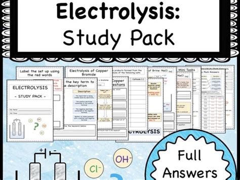 Electrolysis Workbook Teaching Resources