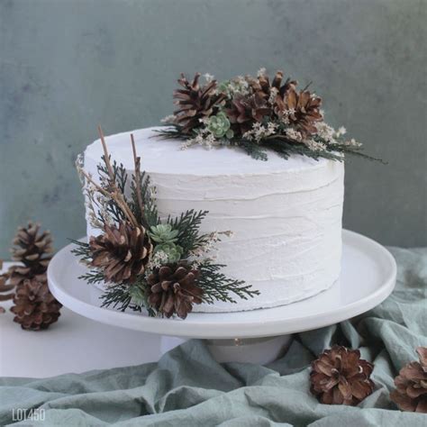 Pine Cone Cake Decoration Set Pinecone Succulent Evergreen Topper And