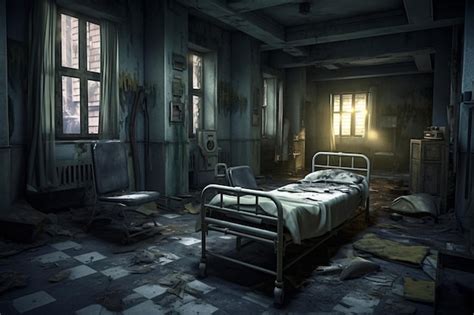 Premium Ai Image A Room With A Bed And A Broken Bed In The Middle Of