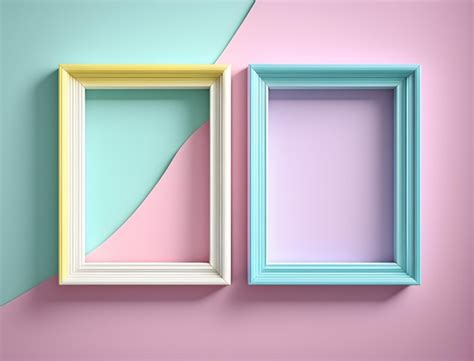Premium Ai Image 2 Couple Frames On Colorful Wallpaper Pastel Color