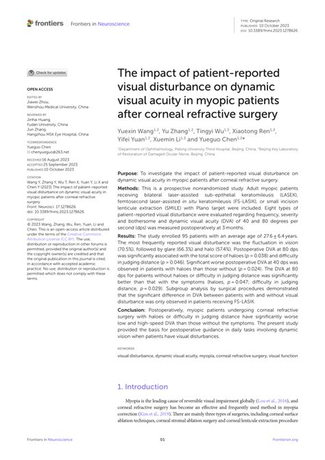 Pdf The Impact Of Patient Reported Visual Disturbance On Dynamic Visual Acuity In Myopic