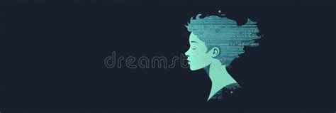 Female Head Silhouette Turquoise Motherboard And Binary Code On Dark