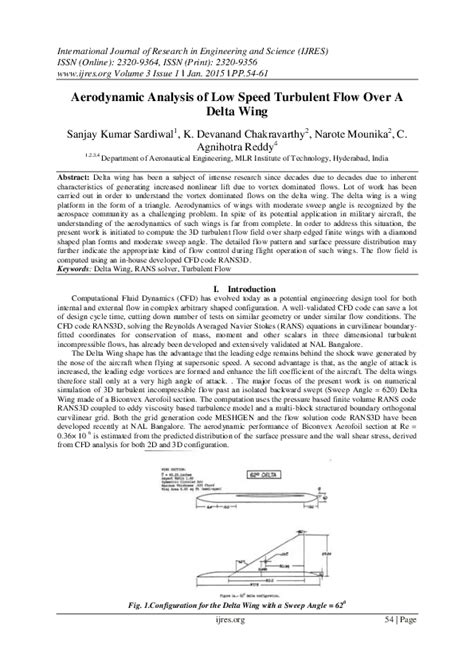 Pdf Aerodynamic Analysis Of Low Speed Turbulent Flow Over A Delta Wing