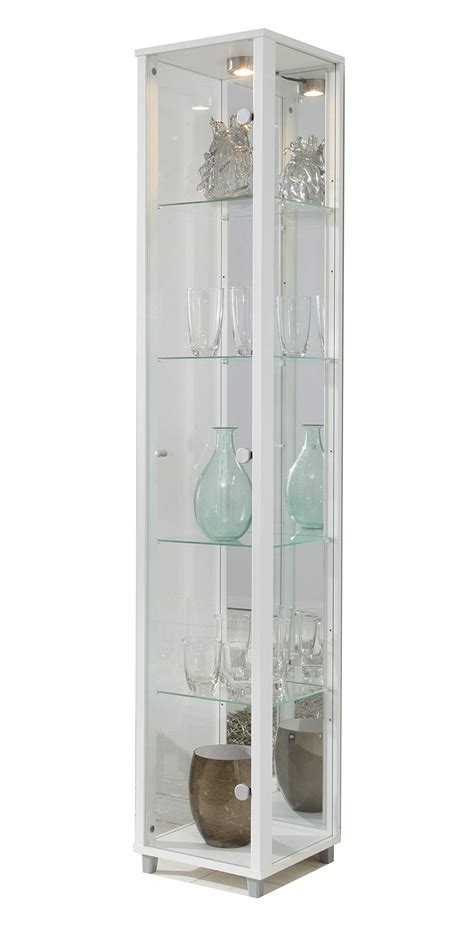 Buy Lockable Fully Assembled Home White Single Glass Display Cabinet 4