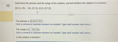 Solved Determine The Domain And The Range Of The Relation And Tell