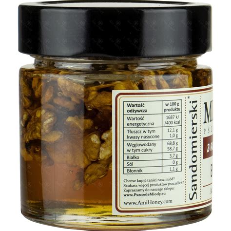 Miód Naturalny Pszczeli Sandomierski Wielokwiatowy Z Orzechami Włoskimi 260 G