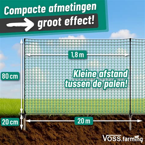 Vossfarming Afrasteringsnet 20mtr 80cm Groen 12 Palen Zonder