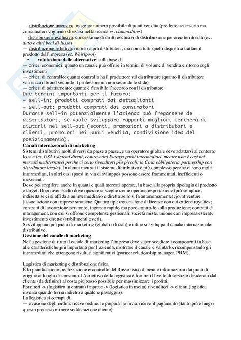 Riassunto Esame Marketing Prof Ancarani Libro Consigliato Principi