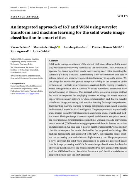 An Integrated Approach Of Iot And Wsn Using Wavelet Transform And