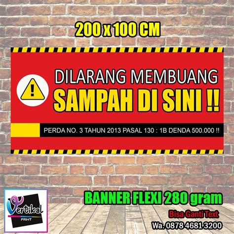 Jual Cetak Banner Spanduk Dilarang Buang Sampah Highrest 200X100 Cm Tbk