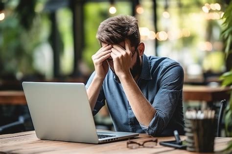 Premium Photo Stressed Business Man Sitting At Office Workplace Tired