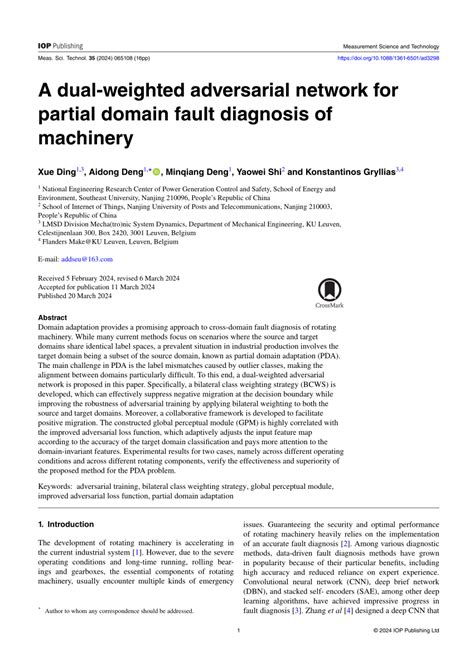 A Dual Weighted Adversarial Network For Partial Domain Fault Diagnosis Of Machinery Request Pdf