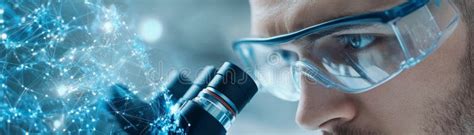 A Scientist Examines Samples Through A Microscope Showcasing Advanced Research In A High Tech