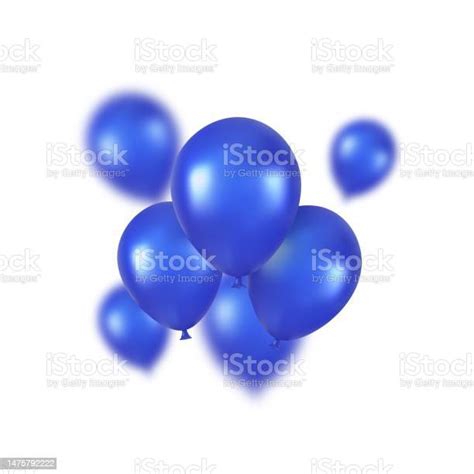 Ilustración De 3d Azul Realista Globos De Feliz Cumpleaños Volando Para