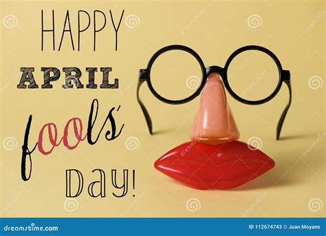 Novelty Glasses And Text Happy April Fools Day Stock Image Image Of