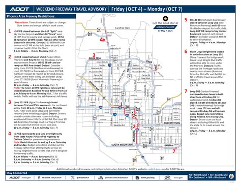 Adots Weekend Freeway Travel Advisory Oct 4 7 Phoenix Area