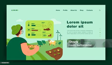 Farmer Analyzing Data On Eco Farming Stock Illustration Download