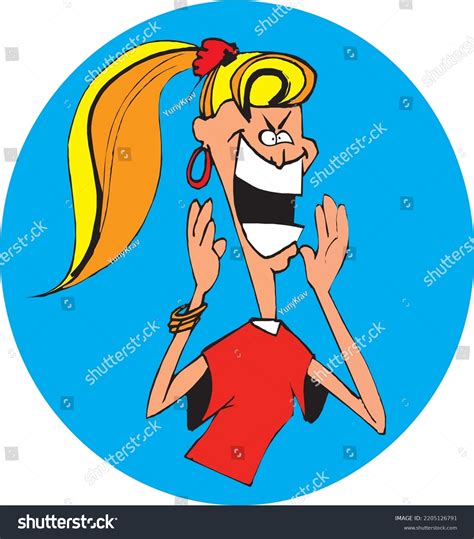 Screaming Girl Color Drawing Vector Stock Vector Royalty Free