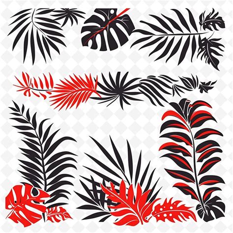 Tropical Borderlines Design With Palm And Leaf Decorations I Png Unique