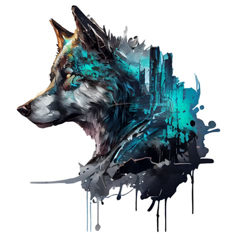 Free Watercolor Wolf Sublimation Flowers Ai Generative 23564107 Png