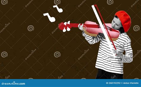 Contemporary Art Collage Tender Young Woman Playing Violin Classical