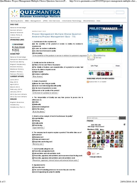 PDF QuizMantra Project Management Multiple Choice Question Answers Project Management Quiz