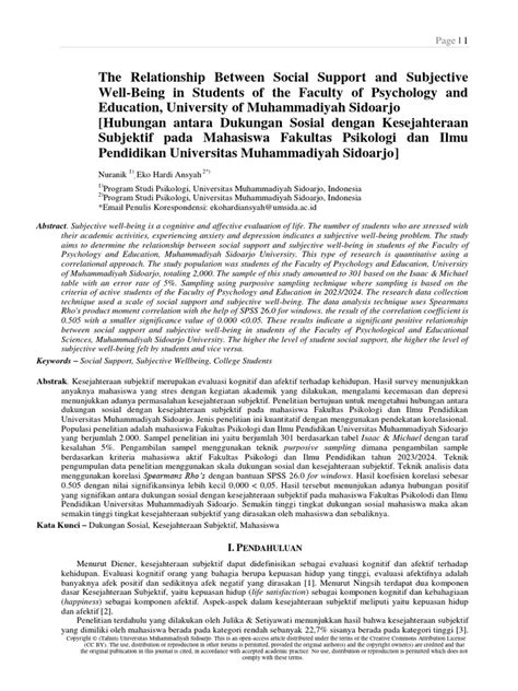 Relationship Between Social Support And Subjective Pdf Social