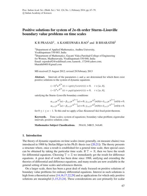 Pdf Positive Solutions For System Of 2n Th Order Sturm Liouville