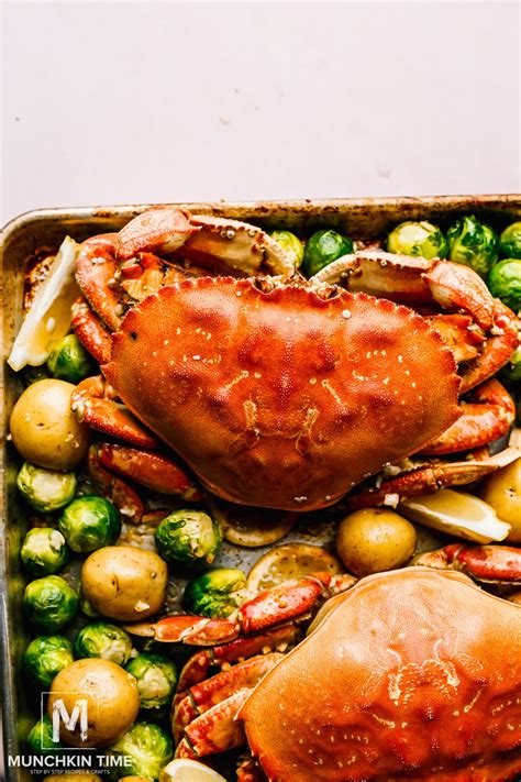 One Sheet Pan Meal Garlic Butter Dungeness Crab Recipe Dungeness