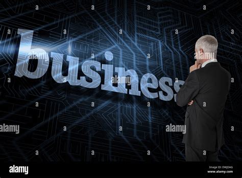 Business Against Futuristic Black And Blue Background Stock Photo Alamy