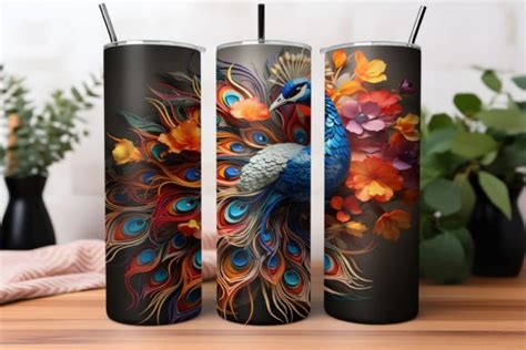 3d Peacock Tumbler Wrap Graphic Graphic By Kdp Roadmap · Creative Fabrica
