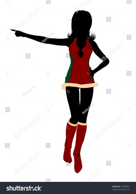Sexy Female Christmas Elf Illustration Silhouette Stock Illustration