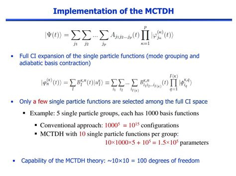 Ppt Multilayer Formulation Of The Multi Configuration Time Dependent Hartree Theory Powerpoint