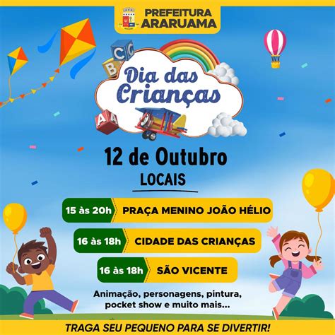 Prefeitura De Araruama Organiza Celebração Do Dia Das Crianças Em Três