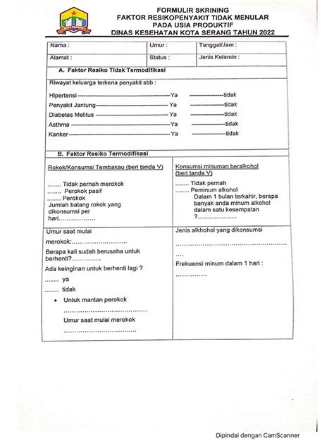 Form Skrining Usia Produktif Pdf