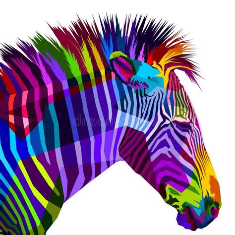 Colorful Zebra Isolated On White Background Stock Vector Illustration