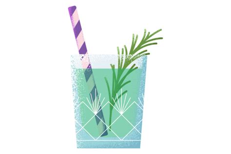 Green Cocktail Glass Mojito In Textured Graphic By Ladadikart