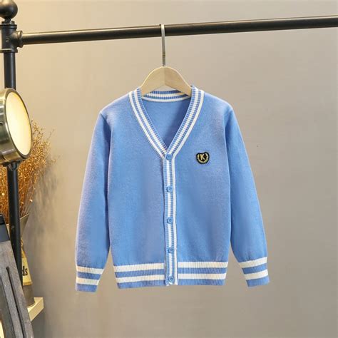 儿童开衫毛衣扣子男童女童2022新款宝宝针织外套中大童小学生校服虎窝淘