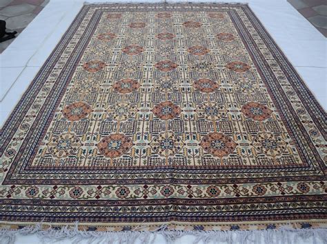 Beige Bukhara Rug 8x11 Afghan Handmade Wool Area Rug 250x340 Cm Large