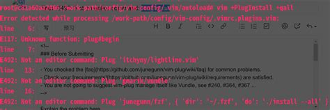 Linux E492 Not An Editor Command PlugInstall Issue 1048 Junegunn