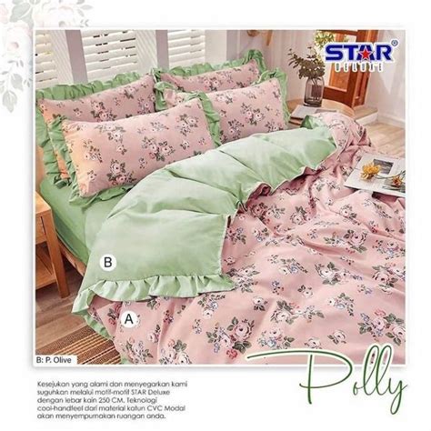 Bahan Kain Sprei Meteran Katun Lokal Cvc Star Motif Bunga Mawar Cantik