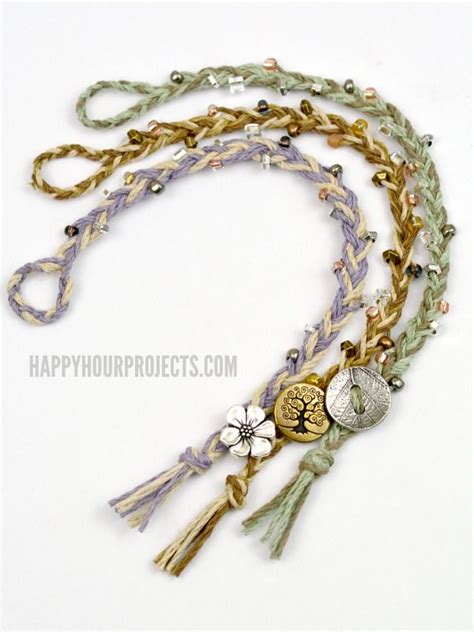 Diy Beaded Button Clasp Hemp Bracelets Happy Hour Projects Artofit