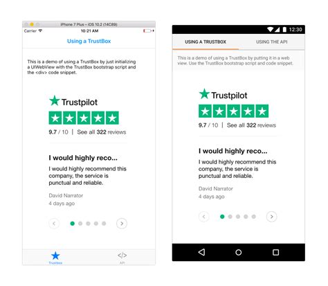 Add TrustBox Widgets To Your IOS Or Android Mobile App Trustpilot Support Center
