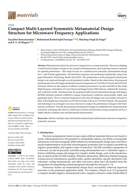 Pdf Compact Multi Layered Symmetric Metamaterial Design Structure For